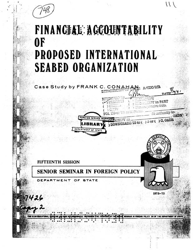 Financial Accountability of Proposed International Seabed Organization ...