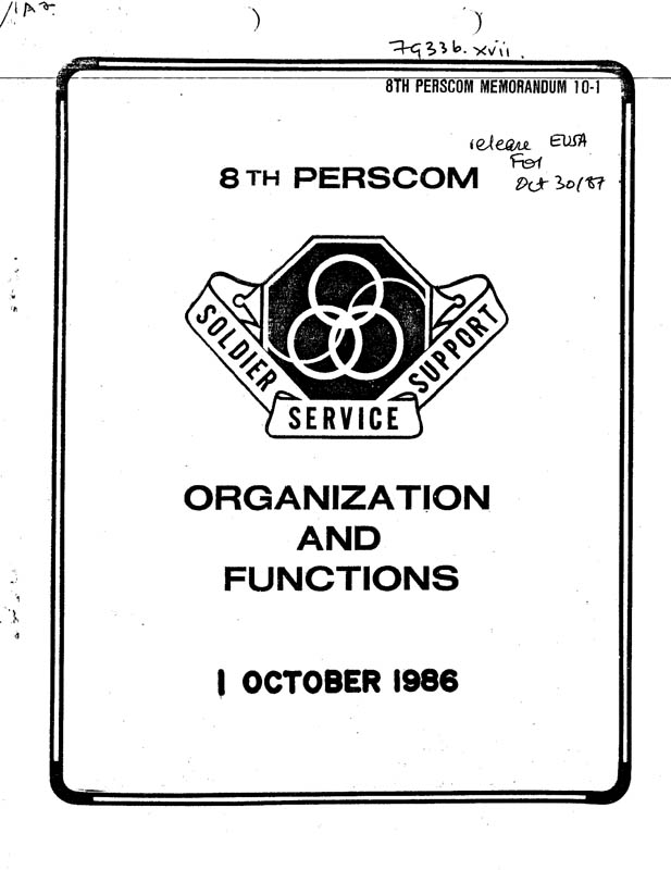 8th Perscom Memorandum 10-1 Organization and Functions | Nautilus ...