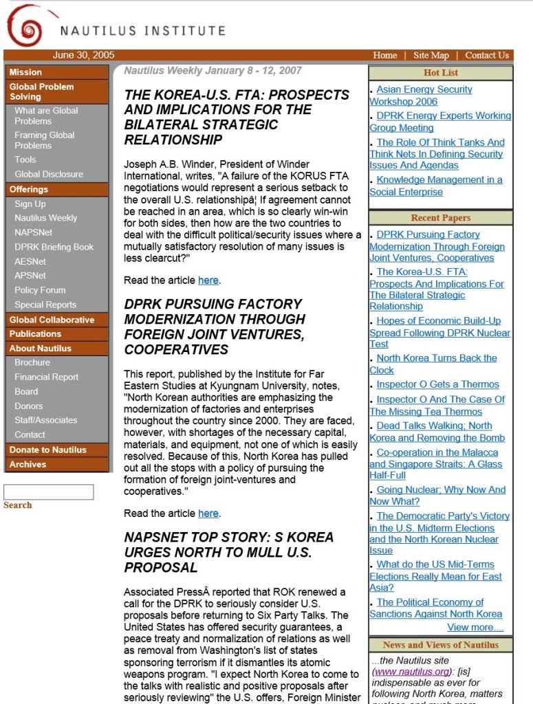 2007 | Nautilus Institute for Security and Sustainability
