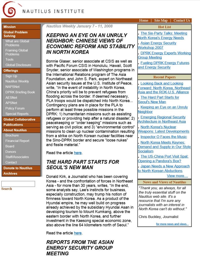 2008 | Nautilus Institute for Security and Sustainability