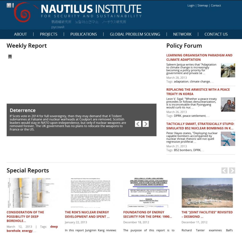 2013 | Nautilus Institute for Security and Sustainability